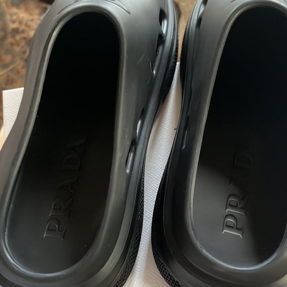 Prada | Shoes | Prada Calzature Mens Rubber Glog Black Mule | Poshmark